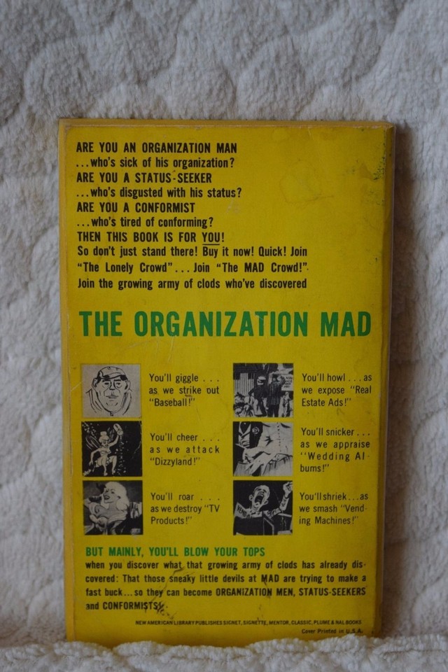 The Organization MAD Book T4812 William M. Gaines 1960 Comedy Paperback ...