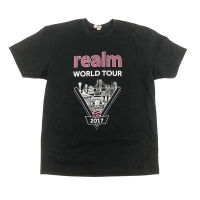 REALM World Tour Mens L Large T-shirt Black Double Sided | eBay