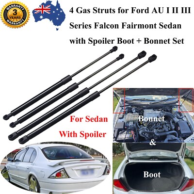 4 Bonnet+Boot Gas Struts for Ford Falcon AU MK1 MK2 MK3 Sedan with Rear ...