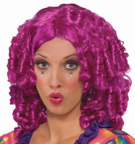 Curly The Clown Wig Purple fancy adult female circus hair theatrical ...