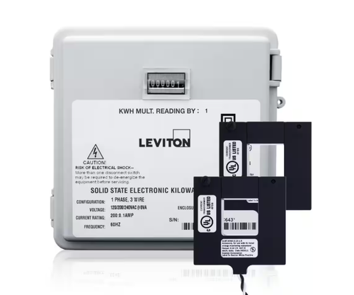 Leviton 200 Amp Mini Meter Kit with 2 Split CTs Outdoor Enclosure White ...