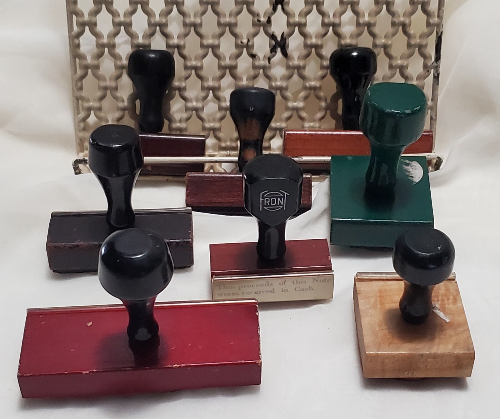 8 VNG Assorted Office Bank Rubber Wood Desk Traditional Document Stamps ...