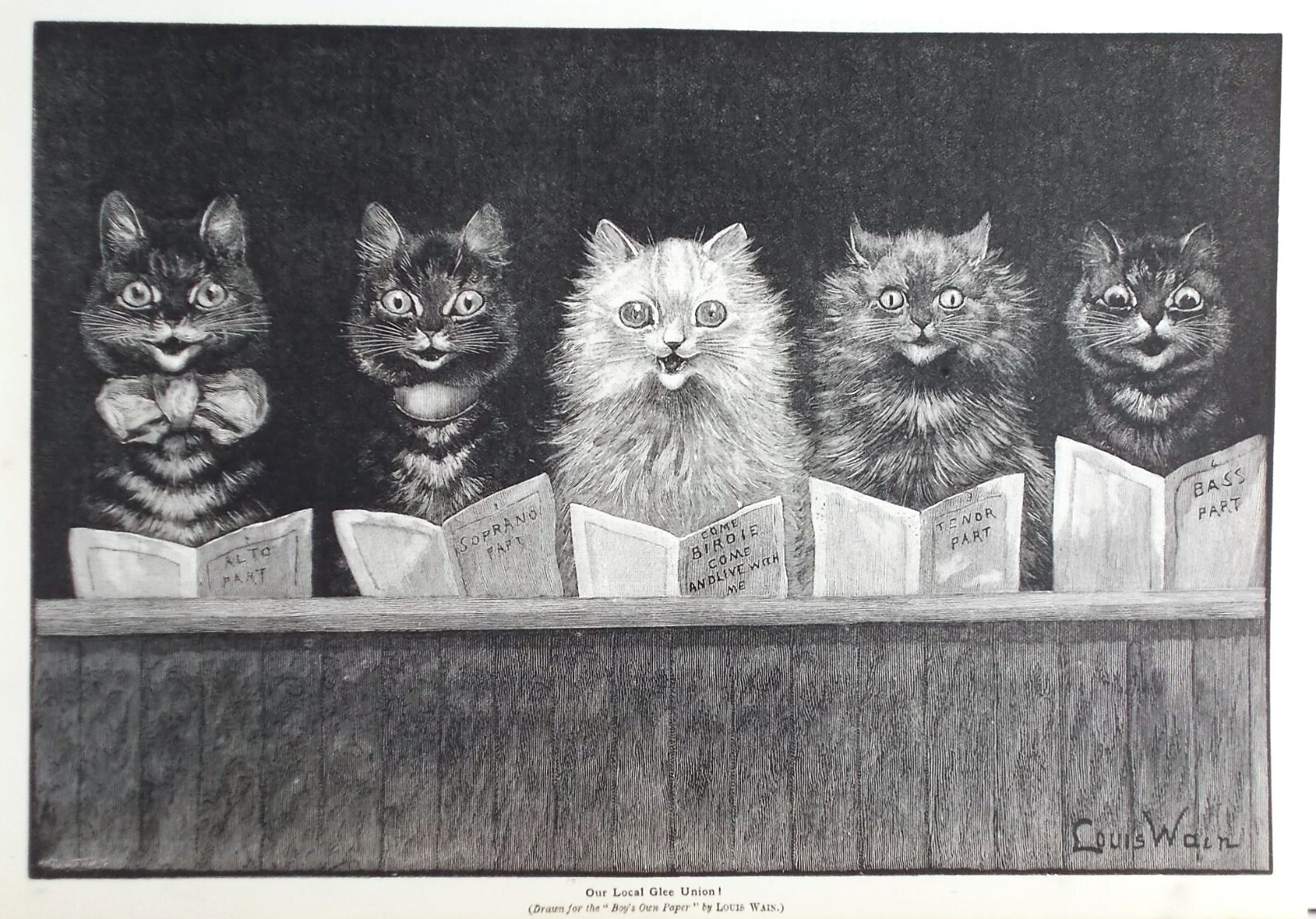 OLD ANTIQUE LOUIS WAIN COMICAL CATS GLEEUNION SINGERS CHOIR c1900 | eBay