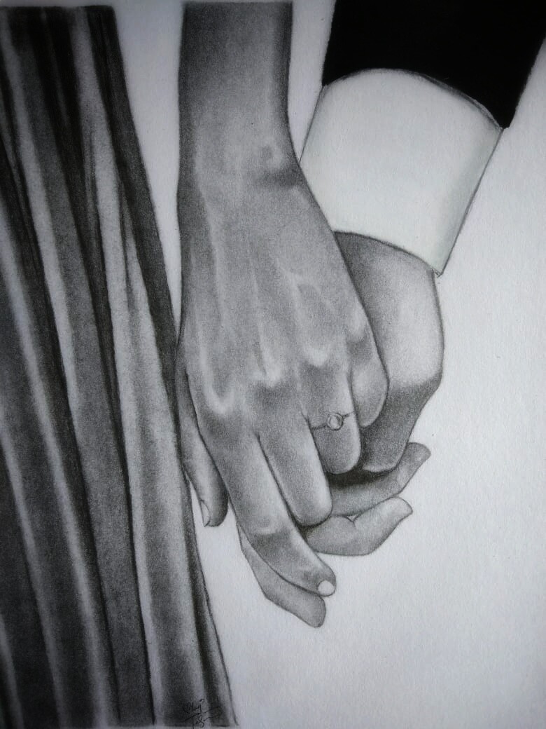 Holding Hands Pencil Drawing