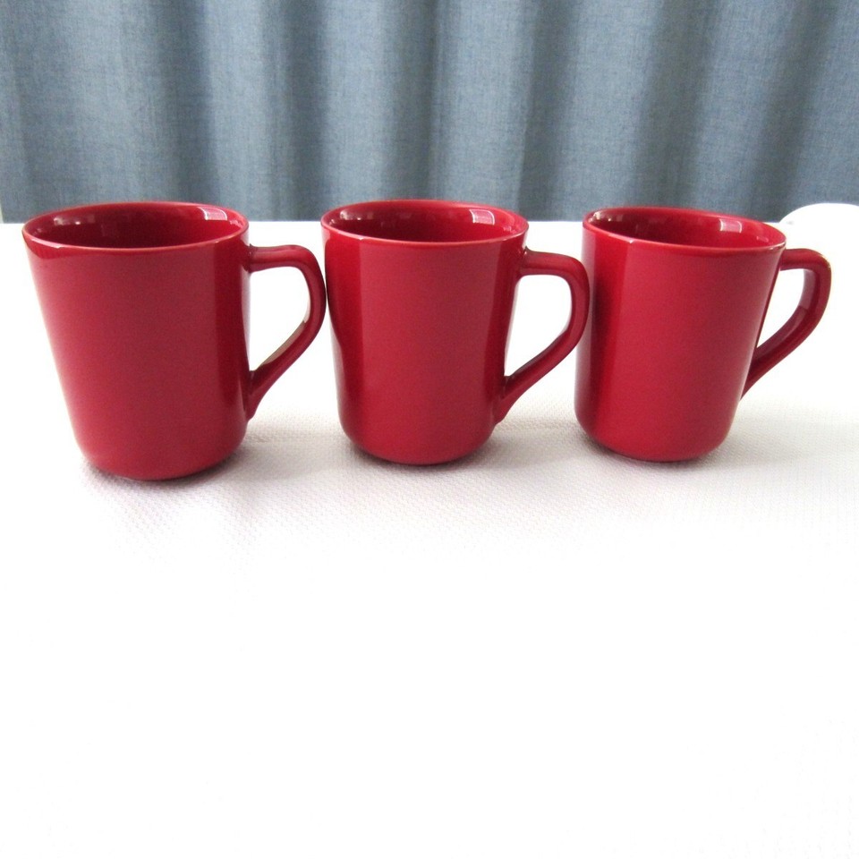 3 Real Simple Red Vitrified Commercial Grade Mugs | eBay