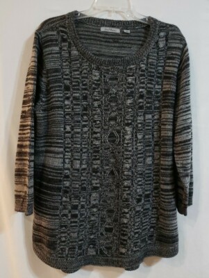 Jason Maxwell Womens Gray Black Light Knit Sweater Top Size 1X | eBay