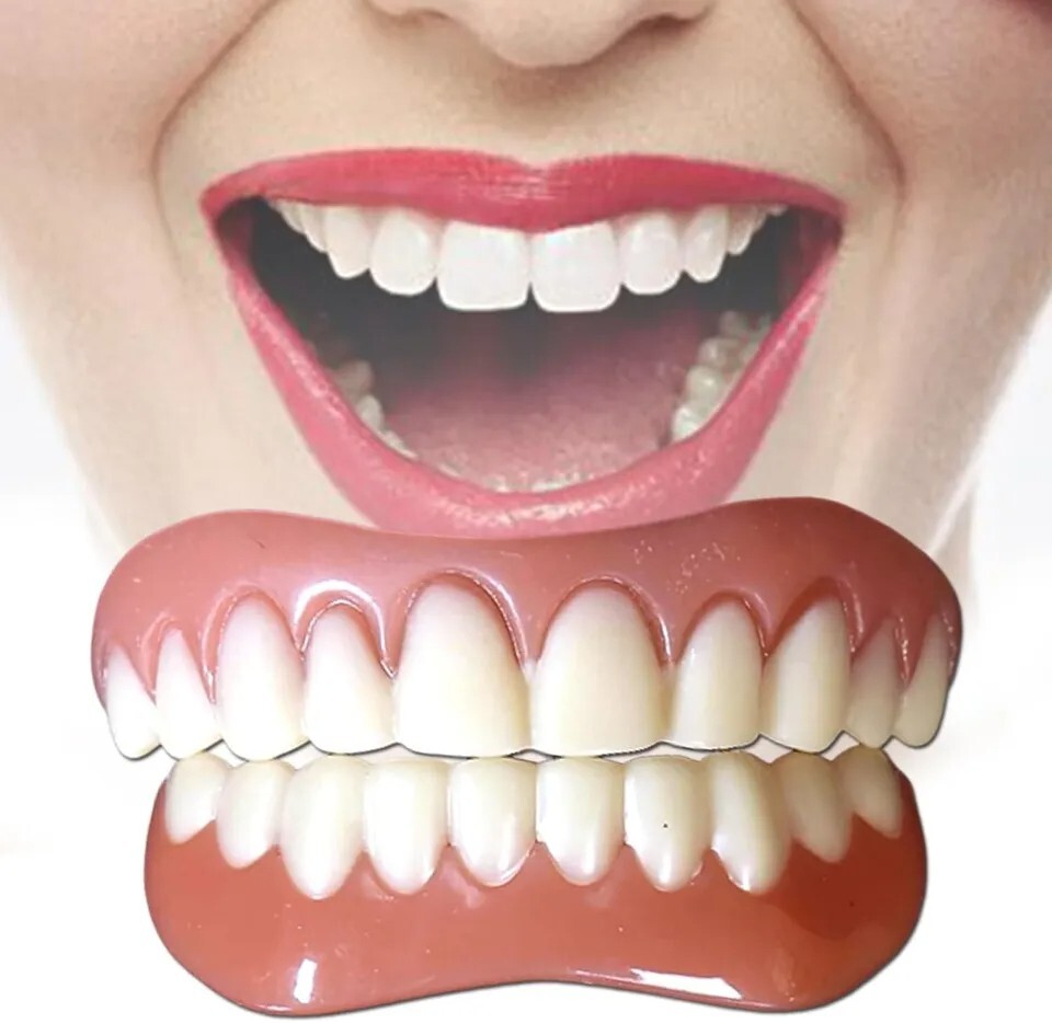 INSTANT SMILE False Fake Cosmetic Teeth Veneer UPPER & LOWER SET Dental ...