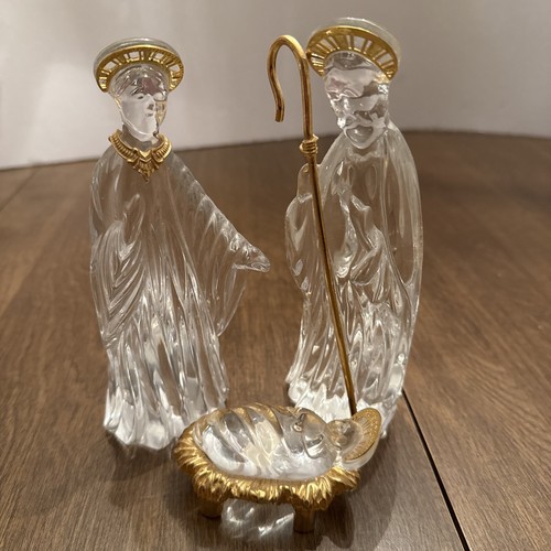 VINTAGE GORHAM CRYSTAL GOLD NATIVITY SET MARY JOSEPH JESUS HOLY FAMILY ...