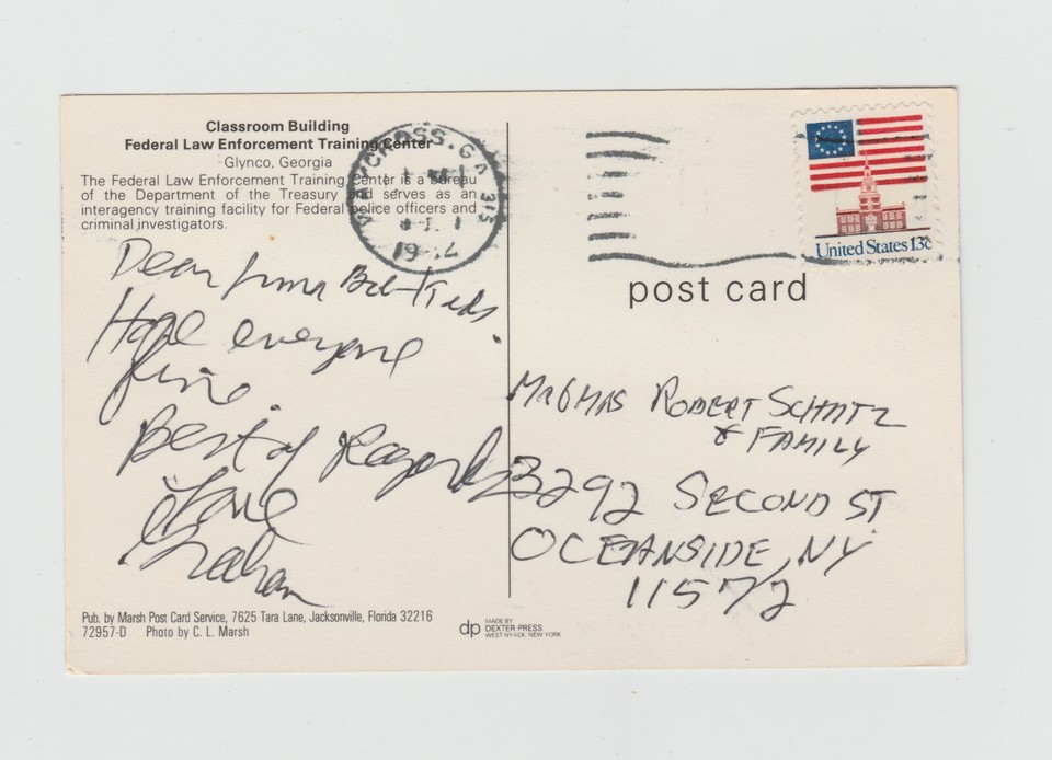 1982 Glynco GA Fed Law Enforcement Training Center Postcard 689 | eBay