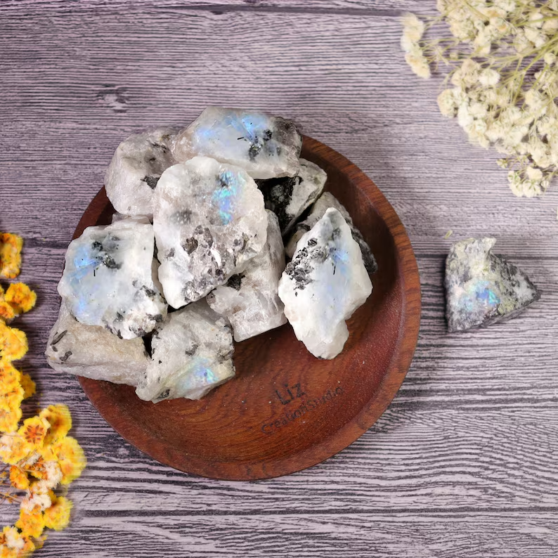 Rough Rainbow Moonstone Crystals Raw Natural Stones Bulk for Raw Rough ...