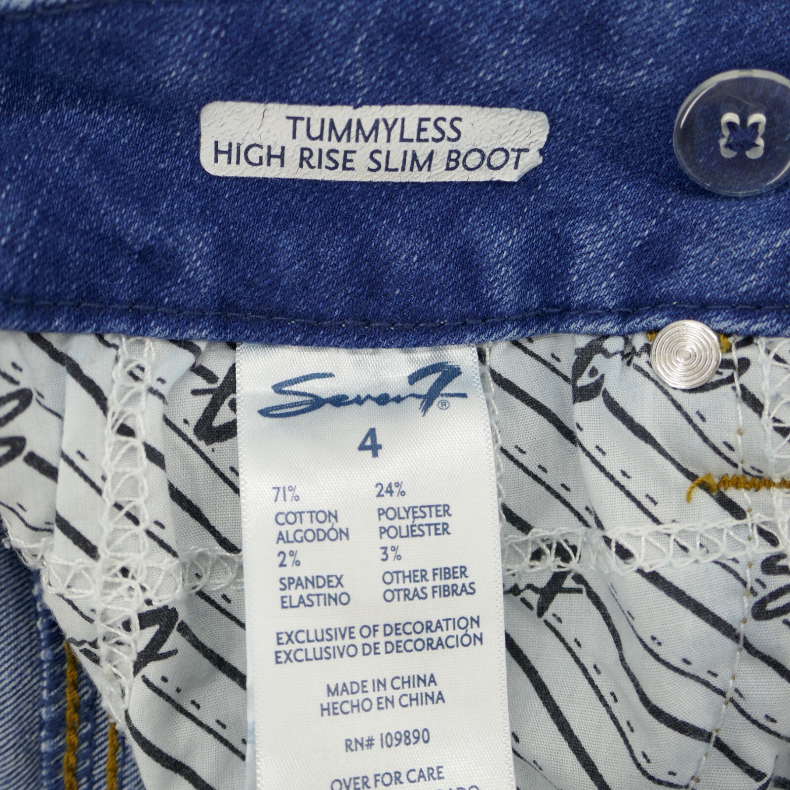 Seven7 Jeans Womens Size 4 Blue Tummyless High Rise Slim Boot Stretch ...