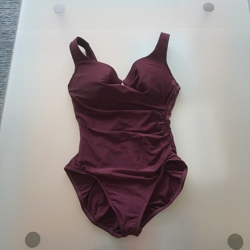 Miraclesuit Eggplant Purple Ruched Underwire Sexy One Piece Swimsuit 10 ...