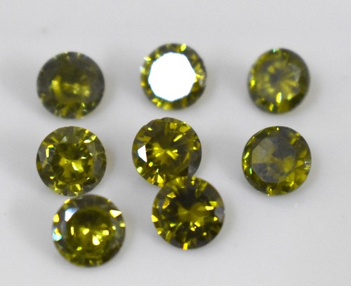 16.70 Carat AAA+ Cubic Zirconia CZ Olive Green Round Faceted Gemstones ...