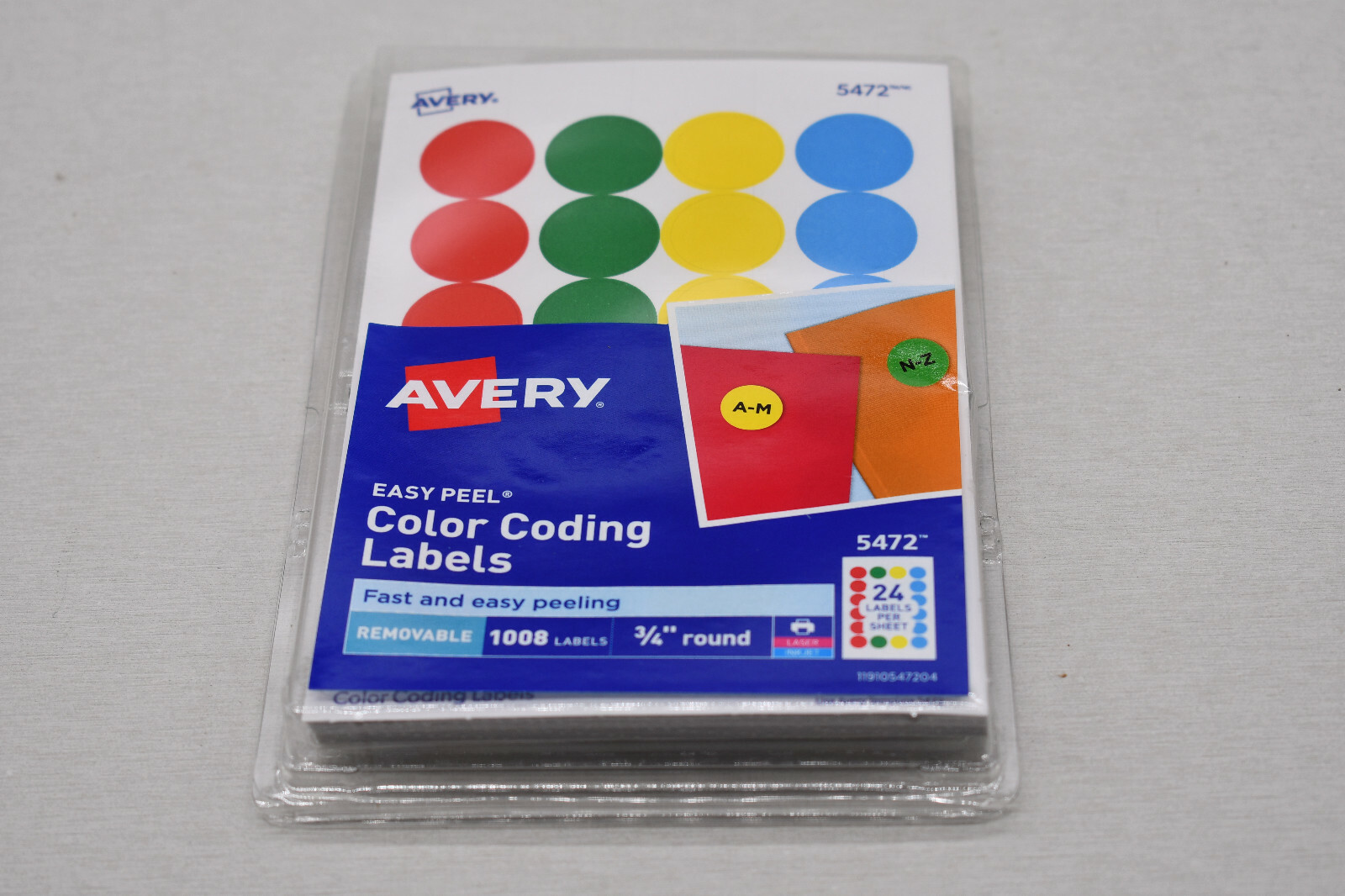 Removable Color Coding Labels Blue, Green, Red, Yellow AVERY 5472 ...