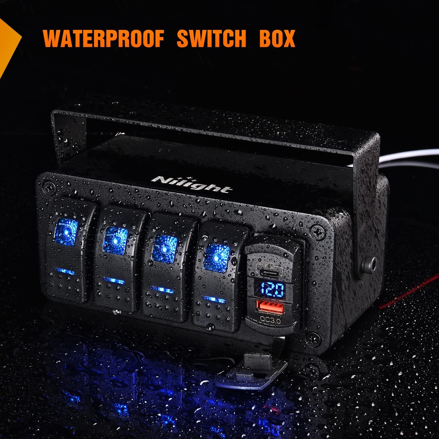 Nilight 4 Gang Rocker Switch Box 12V SPST ON Off Switch PD Type C and ...