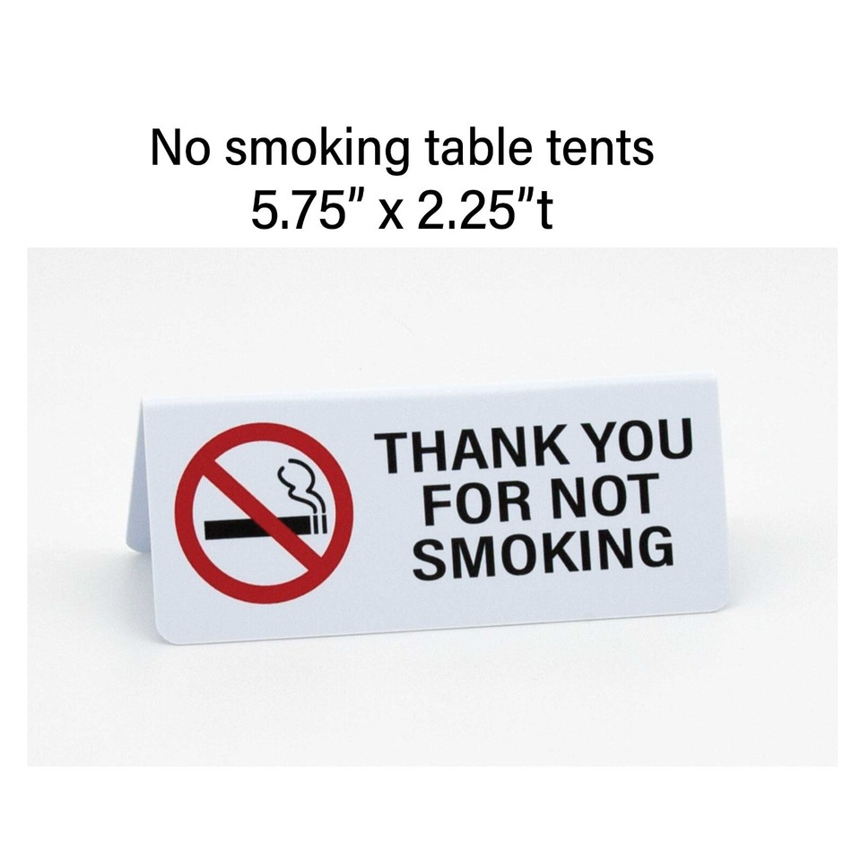 24pk No Smoking Table Tent Signs, No Smoking Symbol, Plastic, Free ...
