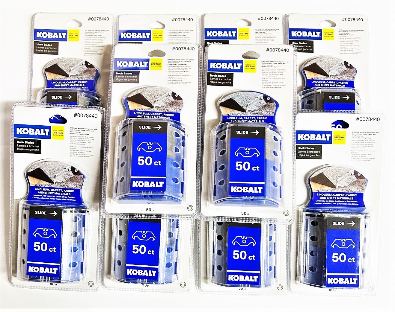 500 KOBALT HOOK BLADES UTILITY RAZOR KNIFE 50 PER PACK CARPENTER ...
