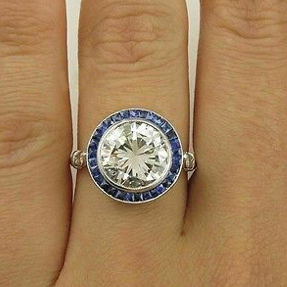 935 Argentium Silver 2.75-ct Moissanite Bezel Art Deco Wedding ...