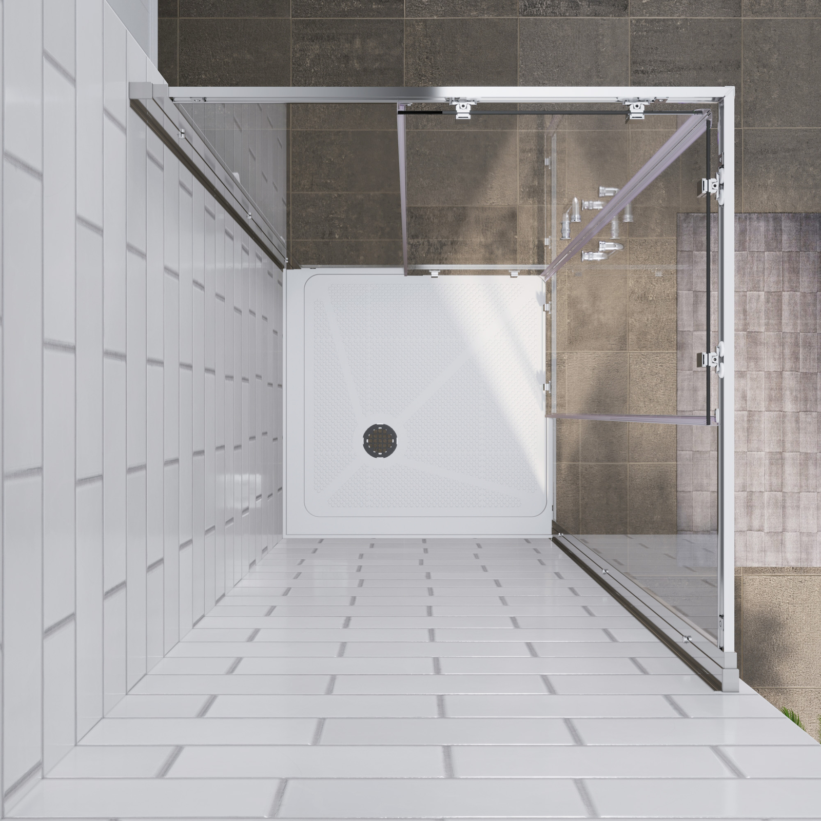 Sunny 34"/36" x 34"/36" x 72" Corner Shower Enclosure Sliding Doors ...