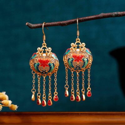 White Real Jade Lotus Earrings Stone 18K Gold Plated Carved Natural ...