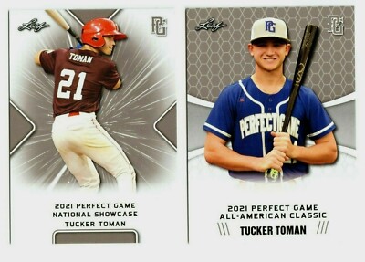 (2) TUCKER TOMAN 2021 LEAF PERFECT GAME 1ST EVER PRINTED ROOKIE CARD ...