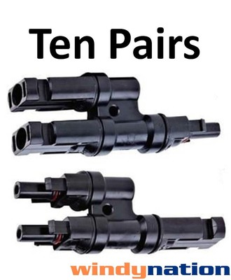 10 Pairs Solar Panel T Branch Connector Splitter Compatible with ...