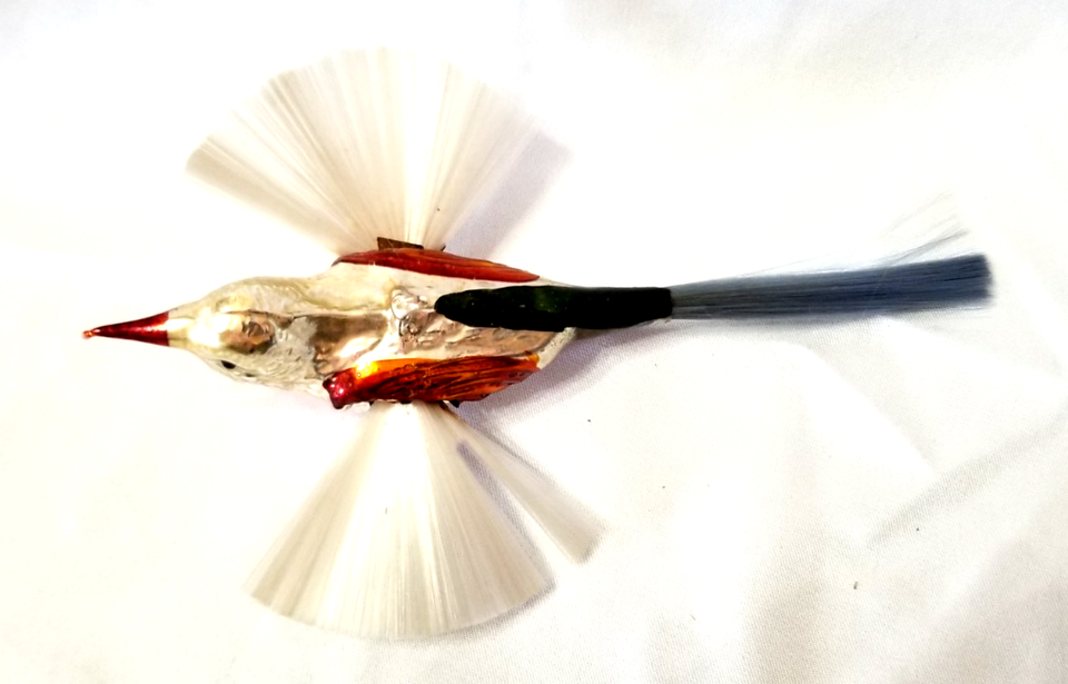 VTG Hand-Blown Mercury Glass Hummingbird Hanging Xmas Ornament MCM 6x4 ...