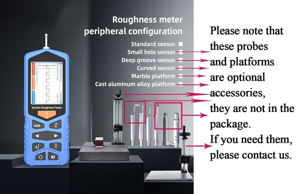 Surface Roughness Tester Meter Profilometer with Ra 0.005-16.000μm USB ...