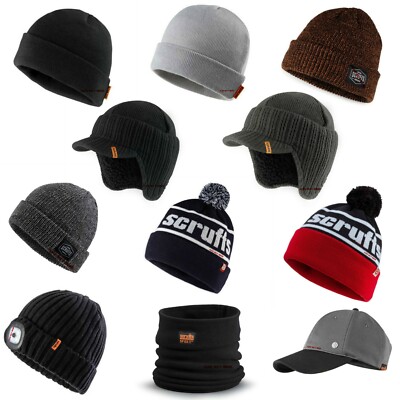 SCRUFFS HAT HATS VINTAGE BOBBLE THERMAL THINSULATE PEAKED BEANIE CAP ...