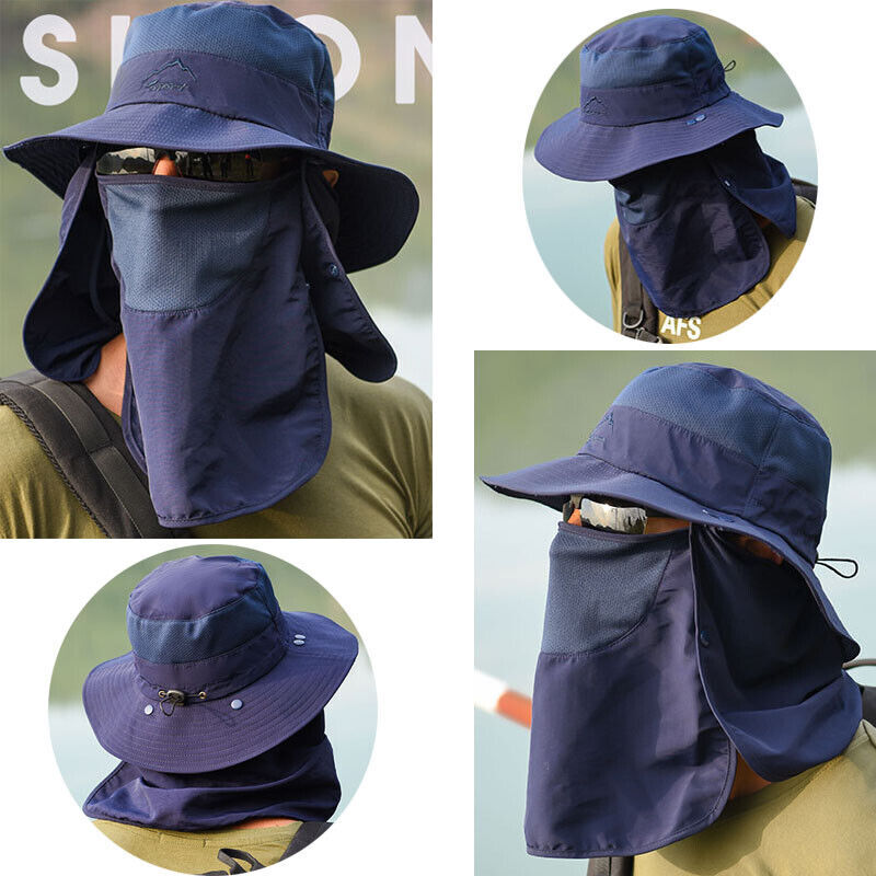 Wide Brim Sun Hat UV Protection Bucket Cap For Hiking Camping Fishing ...