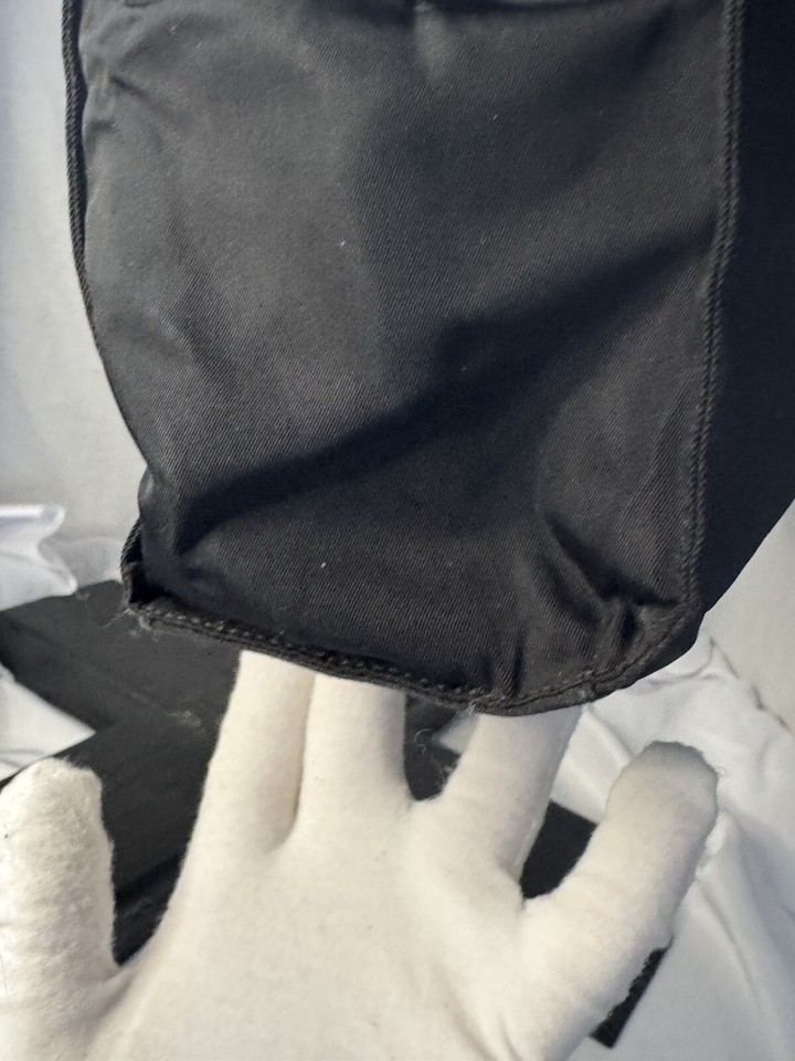 Metal handles nylon Prada bag with black Prada lining. | eBay
