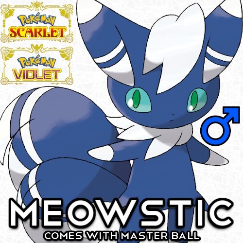 Non-Shiny MALE Meowstic Lv. 100 Timid Nature Pokemon Home Scarlet ...