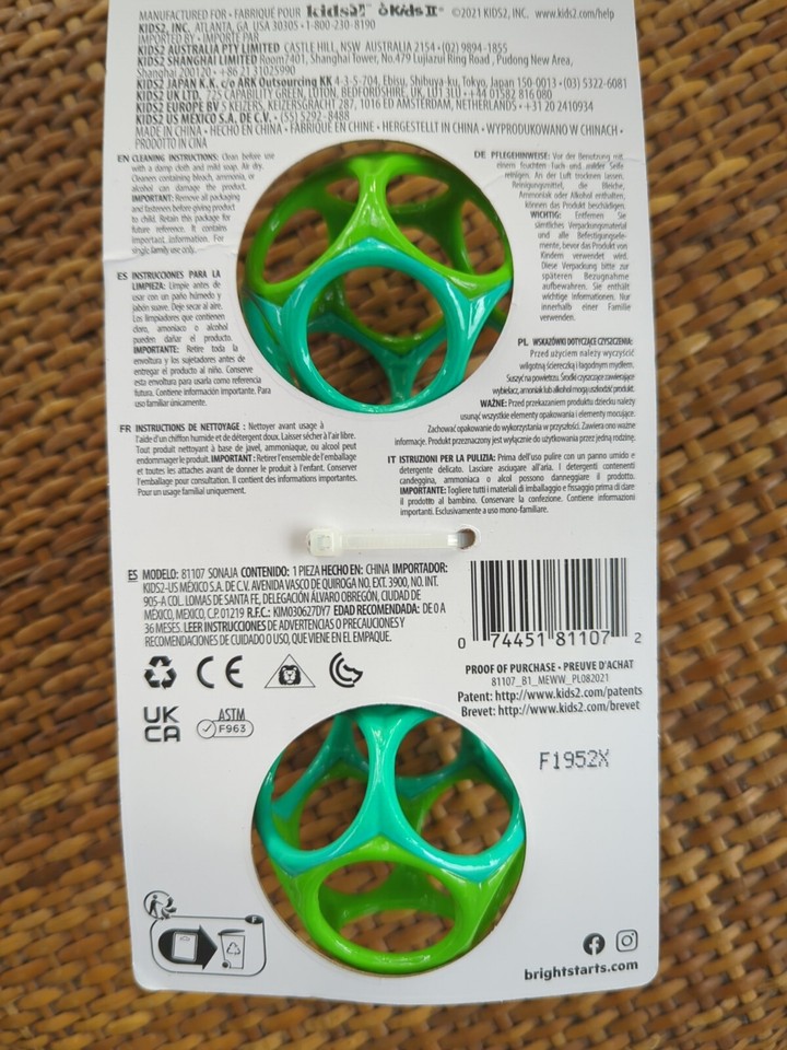 Bright Starts Oball Shaker Rattle Toy Ages Newborn + | eBay