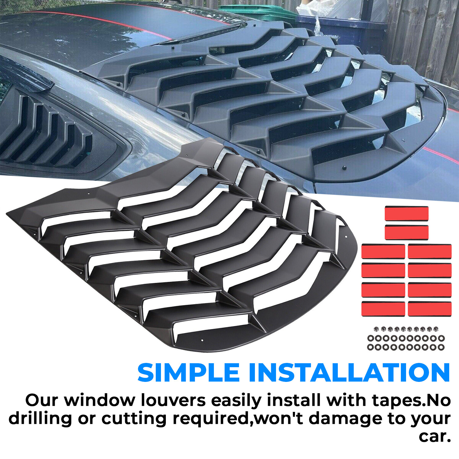 Fits 2015-2023 2019 2018 Ford Mustang Rear Window Louver Cover Sun ...