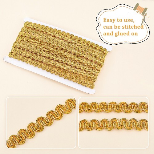 FILIGREE CORRUGATED LACE RIBBON GOLD BRAID - 11mm POLYESTER - by metre ...
