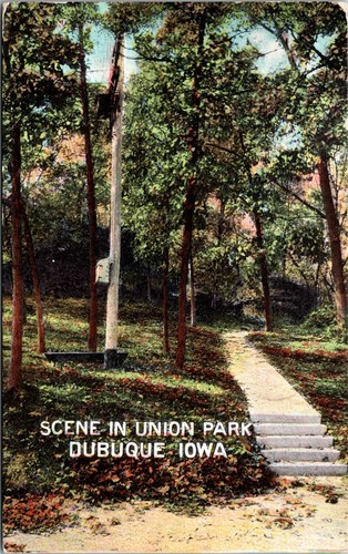 Pathway Steps Birdhouse Union Park Dubuque Iowa Postcard 1908 | eBay