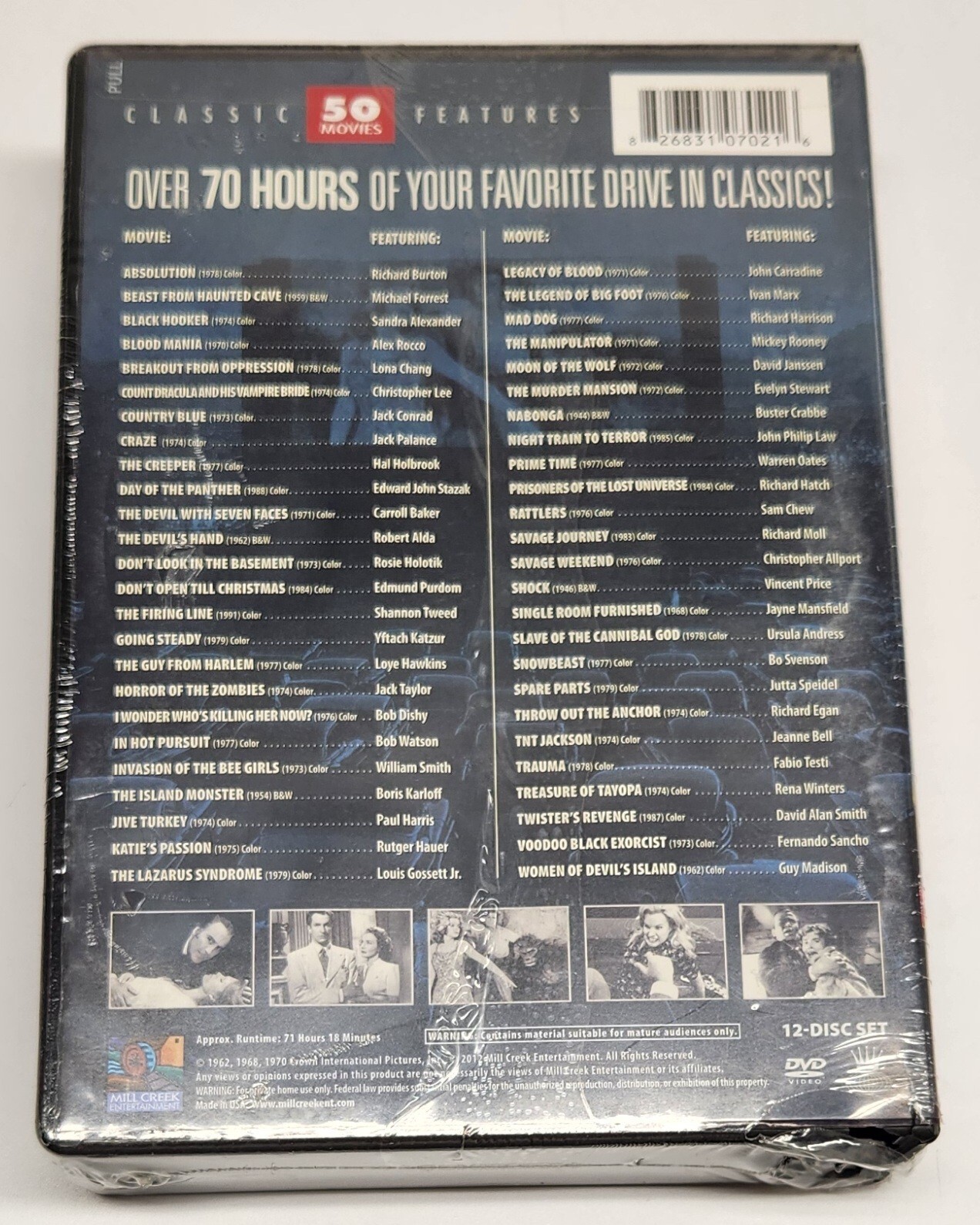 Drive-In Movie Classics 50 Movie Megapack (DVD, 2005, 12-Disc Set) for ...