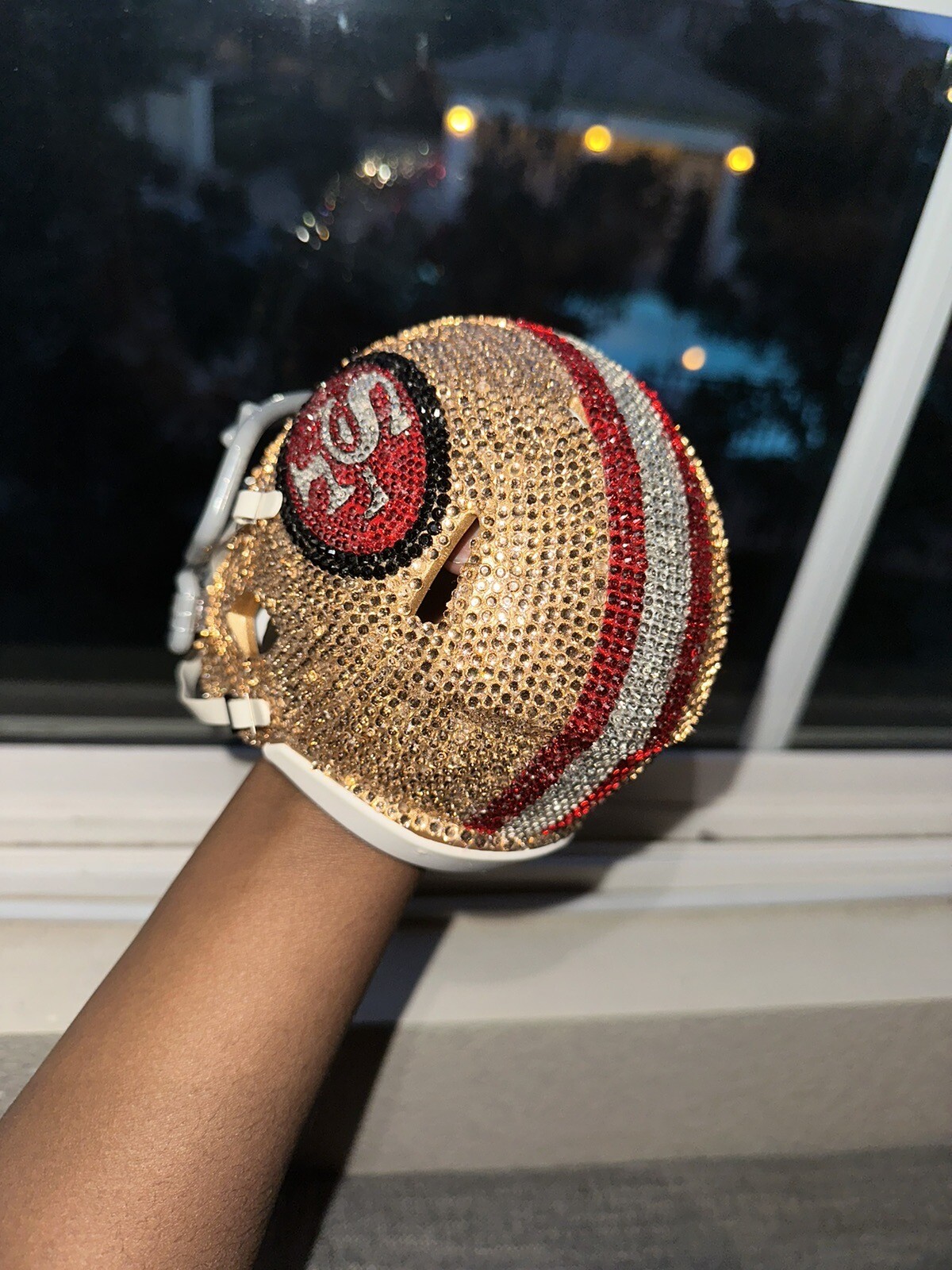 NFL 49ers Mimi HELMET, Swarovski crystal helmet, bling helmet,NFL ...
