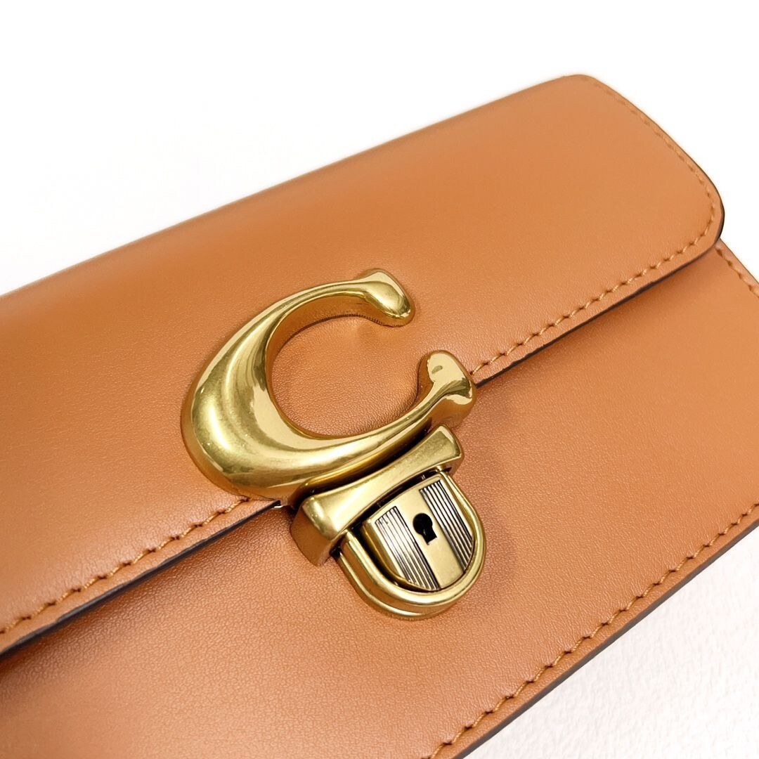 COACH Studio Baguette Shoulder Crossbody Bag Leather Camel CE331 outlet ...