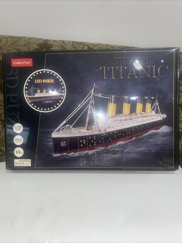 CubicFun 3D Puzzle Of Titanic Ship 266 Piece LED Inside Model Craft Kit ...