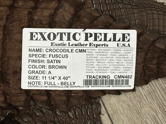 Brown Genuine Caiman Crocodile belly Hide Leather Skin real alligator ...