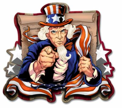 PATRIOTIC UNCLE SAM US FLAG DOCUMENT HEAVY DUTY USA MADE METAL HOME ...