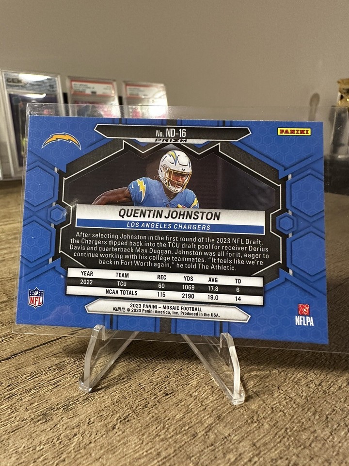 Quentin Johnson 2023 Panini Mosaic NFL Debut Yellow Reactive Rookie RC ...