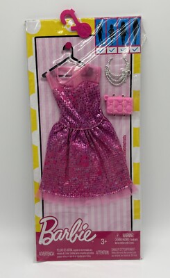 Barbie Fashions FCT 22 2016 Pink Dress Silver Necklace Pink Purse | eBay