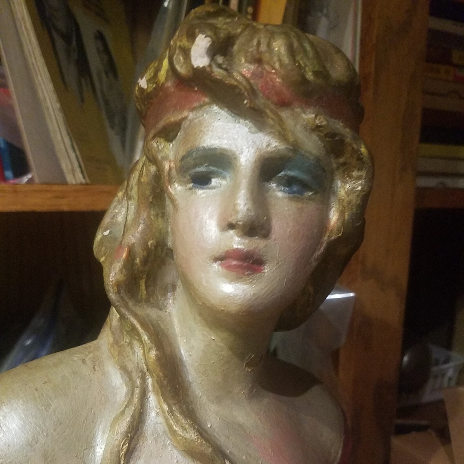 Antique Lovely Young Lady Plunging Neckline Bust Polychrome Like Paint ...