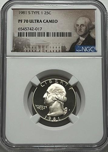 1981 S NGC Type 1 PF70 Ultra Cameo Washington Quarter Proof 25c ...