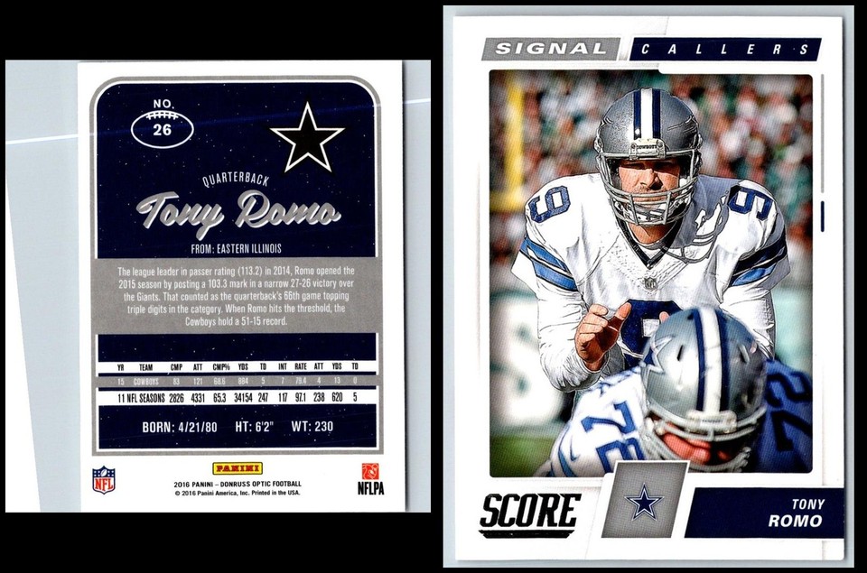 2016 Tony Romo (2) Card Lot - LIMITED EDITION – RARE GEM | eBay