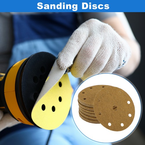 50 Pcs Sanding Discs, 6" 9 Hole 40 Grit Aluminum Oxide Paper Base ...