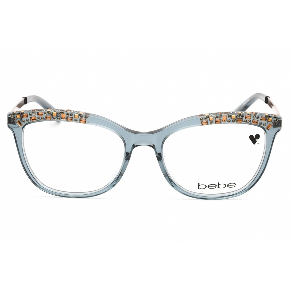 Bebe Women's Eyeglasses Aqua Crystal Plastic Full Rim Rectangular ...