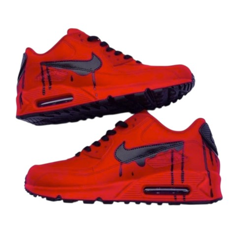 Custom Nike Air Max 90 - Red Black Drip - Hand-Painted - Dripped Nike ...